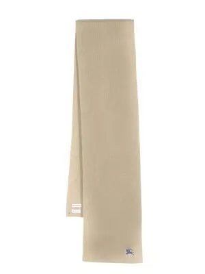 Burberry Wool And Cahmere Blend Ribbed Scarf - Beige