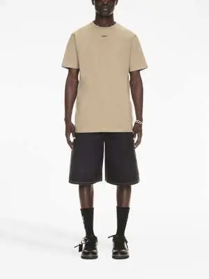Off-White Logo Cotton T Shirt - Beige