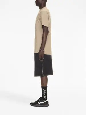 Off-White Logo Cotton T Shirt - Beige