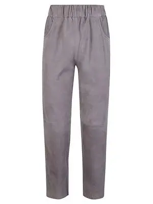 VIA MASINI 80 Suede Trousers - Grey