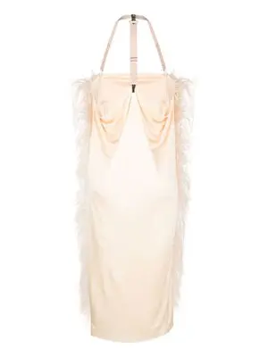 Sportmax Feathered Draped Dress - Powder