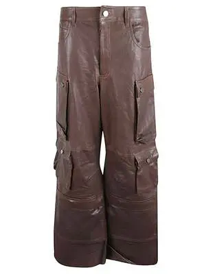 FERMAS.CLUB Leather Cargo Trousers - Brown