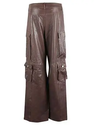 FERMAS.CLUB Leather Cargo Trousers - Brown