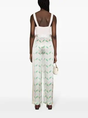 Casablanca Printed Straight Leg Trousers - White