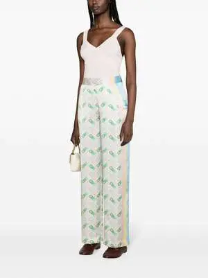 Casablanca Printed Straight Leg Trousers - White
