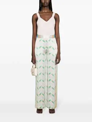 Casablanca Printed Straight Leg Trousers - White