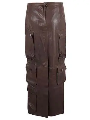FERMAS.CLUB Leather Cargo Long Skirt