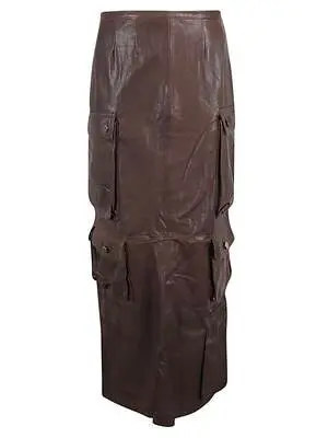 FERMAS.CLUB Leather Cargo Long Skirt