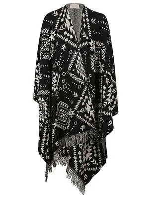 TOOCO Ethnic Print Jacquard Cardigan
