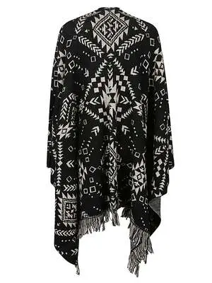 TOOCO Ethnic Print Jacquard Cardigan