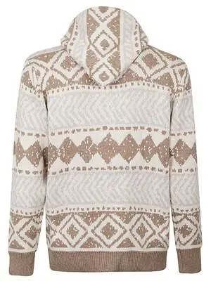 TOOCO Ethnic Print Shawl Cardigan - Beige
