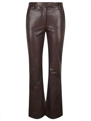 True Royal Faux Leather Flared Trousers - Brown
