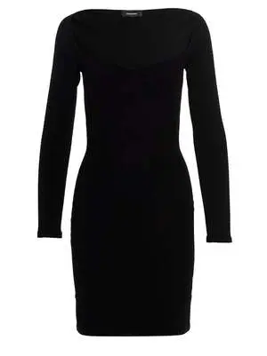 Dsquared2 Ribbed Viscose Dress - Black