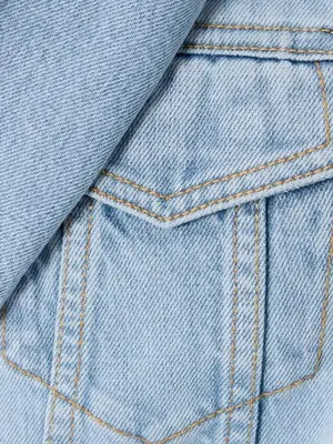 Alaïa Cropped Denim Jacket With Hood - Blue
