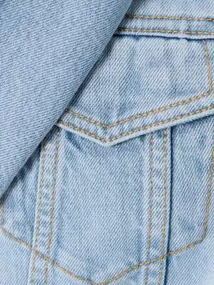 Alaïa Cropped Denim Jacket With Hood - Blue