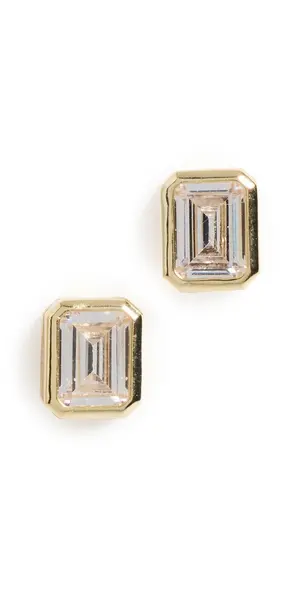 Shashi Emerald Baguette Stud Earrings - Crystal