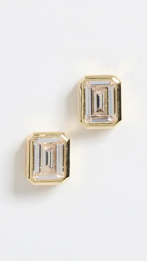 Shashi Emerald Baguette Stud Earrings - Crystal