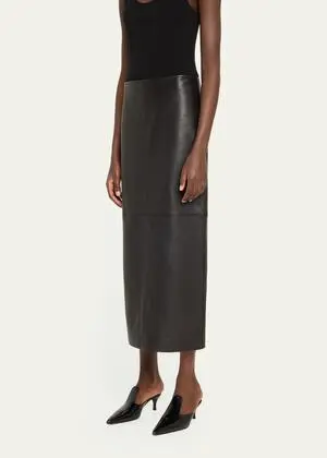 A.L.C. Marta Leather Maxi Skirt - Black