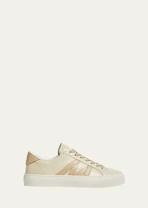 Moncler Monaco Leather Low-top Sneakers - Natural