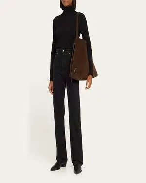 CHRISTIAN LOUBOUTIN Le 54 Suede Tote - Chocolate