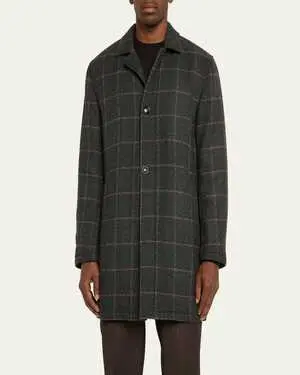 Kiton Cashmere Windowpane Car Coat