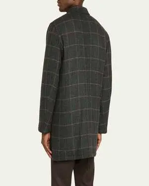 Kiton Cashmere Windowpane Car Coat