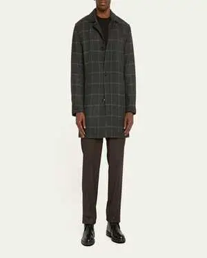 Kiton Cashmere Windowpane Car Coat