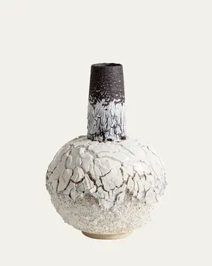 ALISON LOUSADA Black Volcanic Rock & White Porcelain Bud Vase, 10
