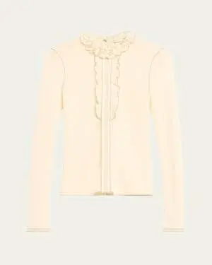 Ulla Johnson Ulla Johnson Asha Wool Knit Bib Top - Pearl