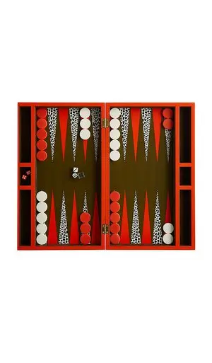 Jonathan Adler Leopard Backgammon Set In Red - N,a