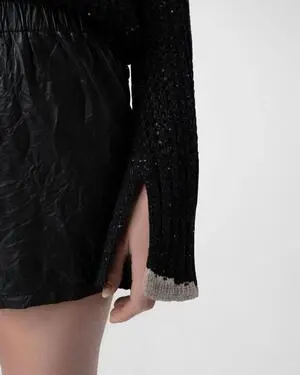 Zadig&Voltaire Halty Metallic Open-knit Cashmere Pullover - Noir