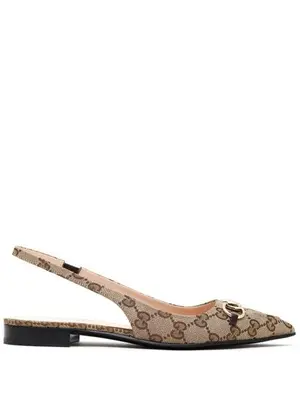 Gucci Monogram Slingback Ballerina Shoes