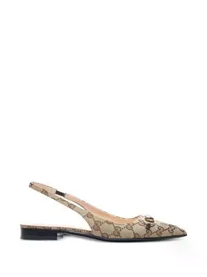 Gucci Monogram Slingback Ballerina Shoes