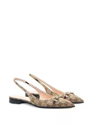 Gucci Monogram Slingback Ballerina Shoes