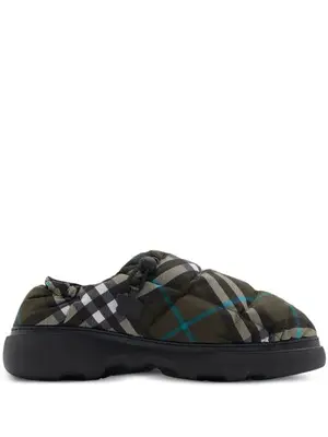 Burberry Check-print Pillow Mules - Green