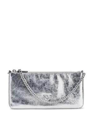 Pinko Flat Leather Tote - Silver