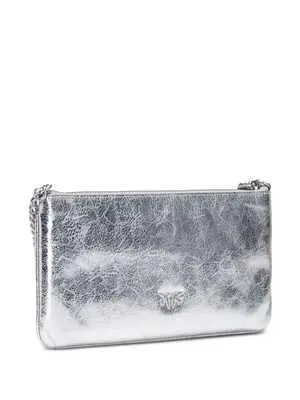 Pinko Flat Leather Tote - Silver