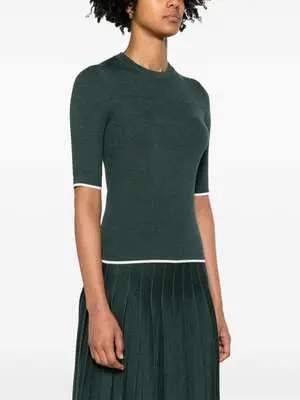 Thom Browne Ribbed Jumper With Contrasting Trim - Green