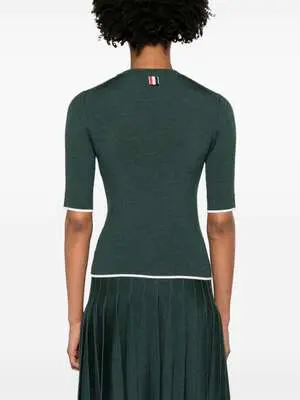 Thom Browne Ribbed Jumper With Contrasting Trim - Green