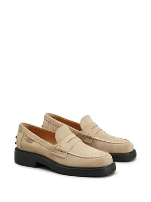 TOD'S Penny-slot Suede Loafers - Neutrals