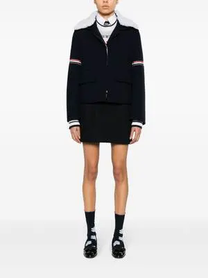 Thom Browne Rwb-striped Shearling-collar Jacket