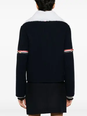 Thom Browne Rwb-striped Shearling-collar Jacket