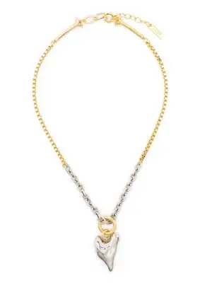 VANN JEWELRY Two-tone Heart Pendant Necklace - Silver