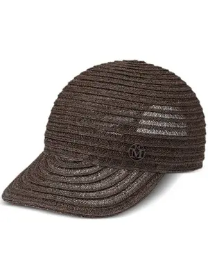 MAISON MICHEL Tiger Straw Baseball Cap - Brown