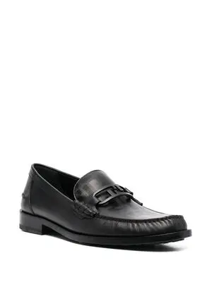 Fendi Logo-plaque Leather Loafers
