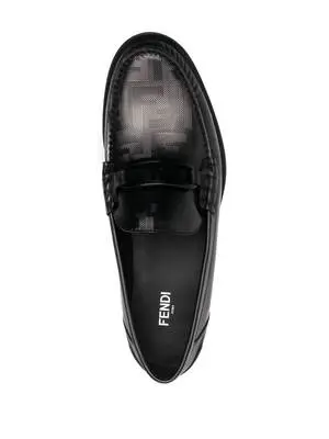 Fendi Logo-plaque Leather Loafers