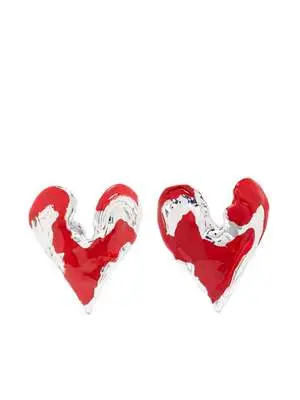 VANN JEWELRY Heart Stud Earrings - Silver