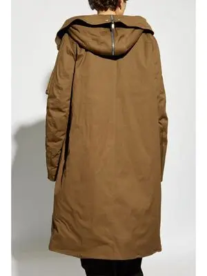 Rick Owens Hooded Padded Coat - Brown
