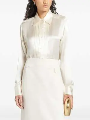 TOM FORD Pintuck-detail Silk Shirt - White