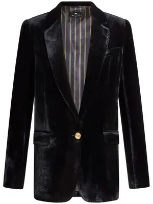 Etro Velvet Single-breasted Blazer - Black